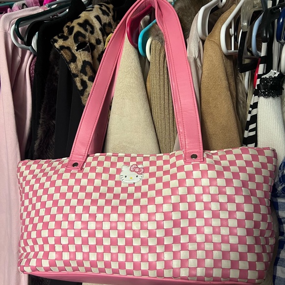Hello Kitty | Bags | Hello Kitty Pink And Cream Checkered Tote | Poshmark